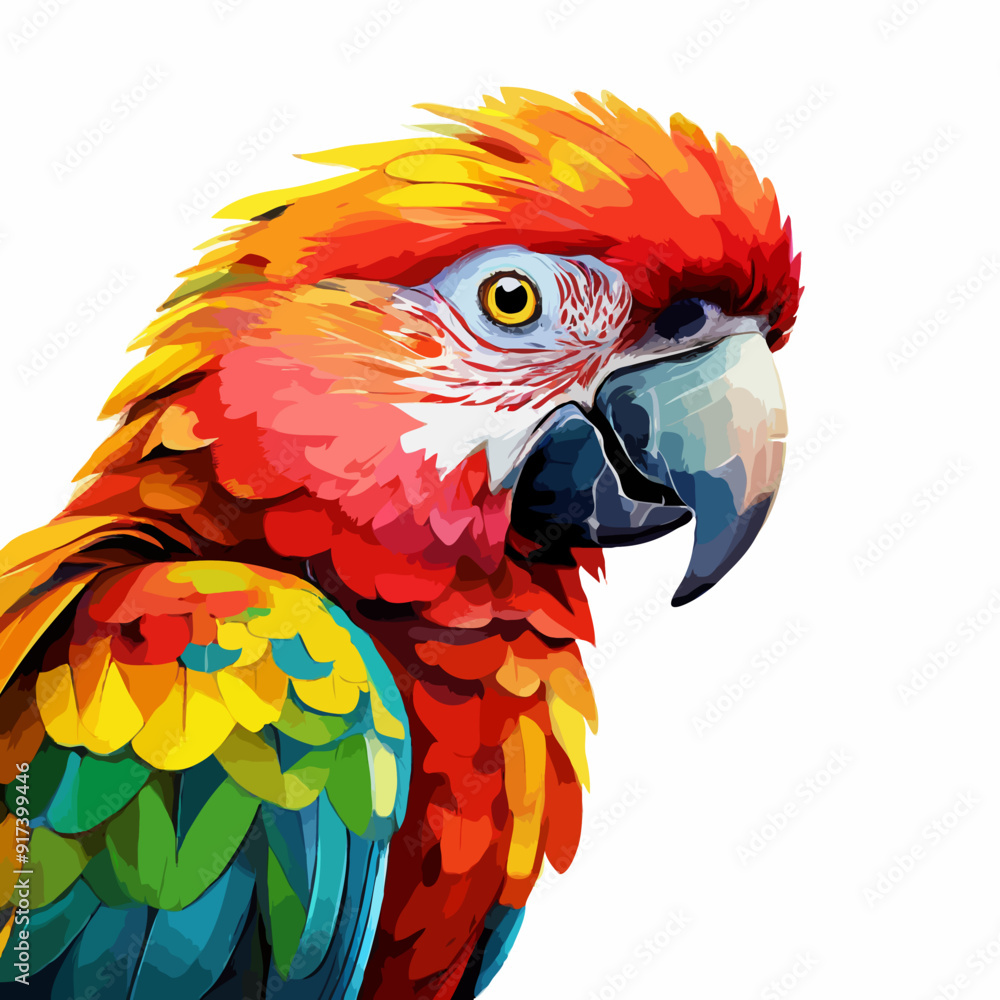 parrot drawn using WPAP art style, isolated black background, pop art, vector illustration ...