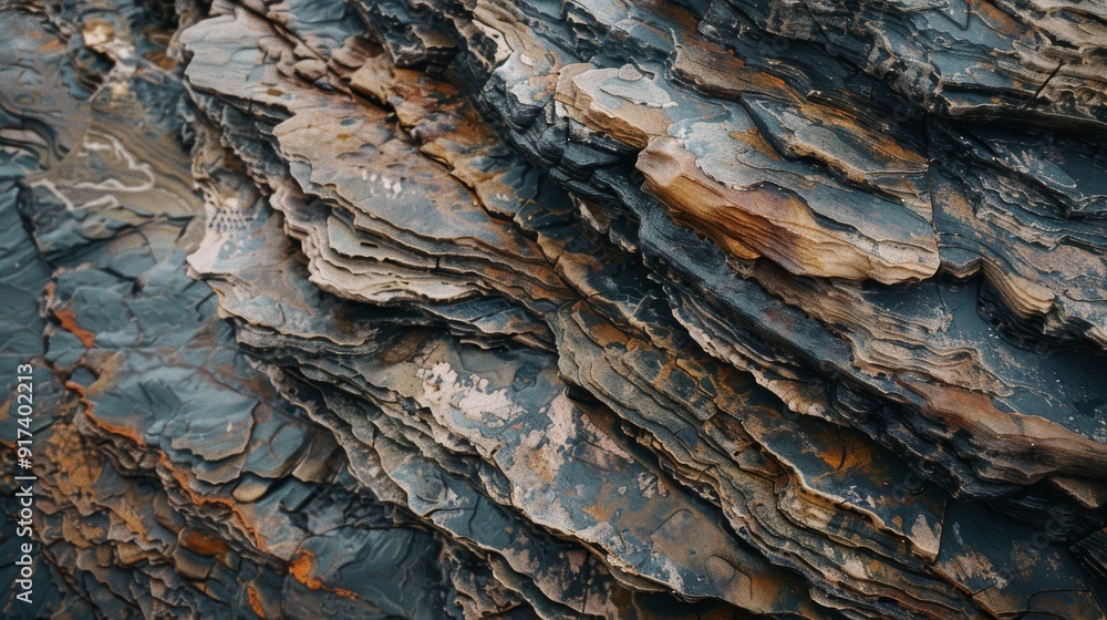 Rugged layers of metamorphic rock create an intricate pattern of ...