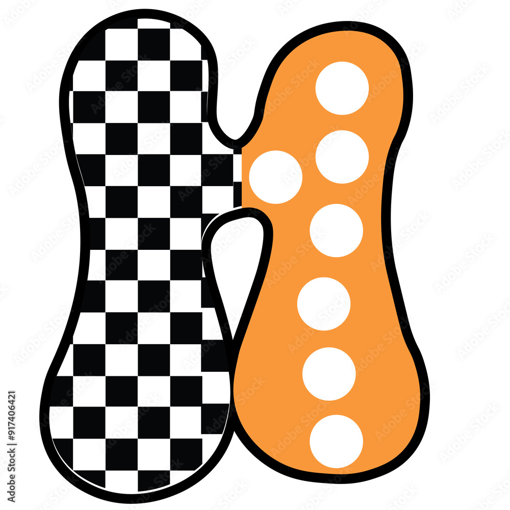 Ilustrace doodle bright polka dots dotted alphabet font half race ...