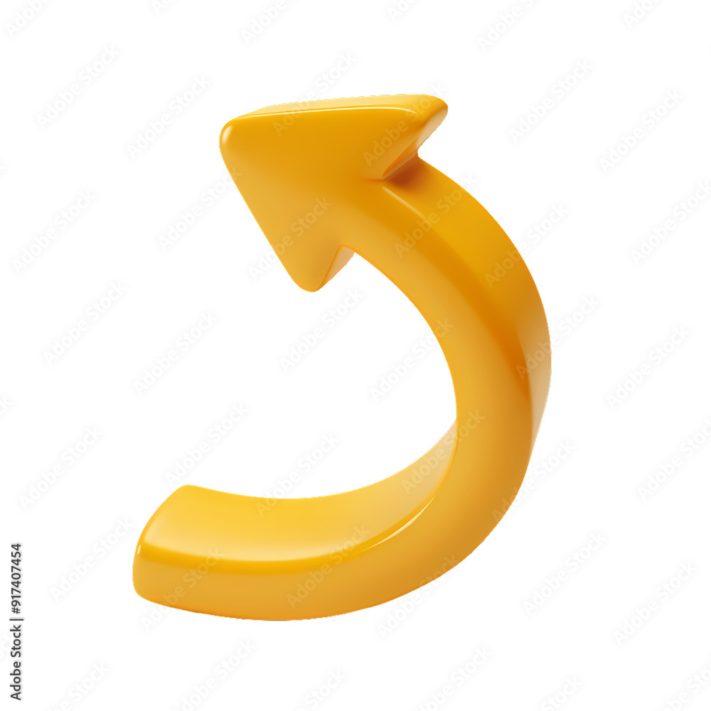 Yellow curved direction arrow 3d icon clip art Stock Illustration ...