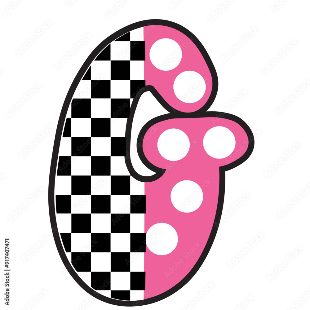 Vector de Stock doodle bright polka dots dotted alphabet font half race ...