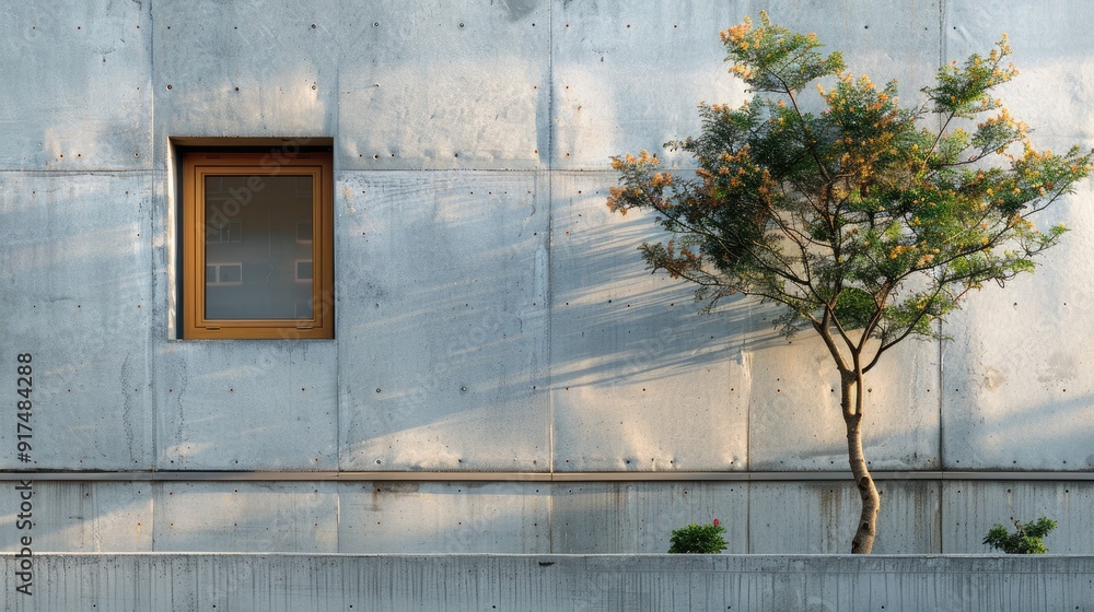 Exterior concrete wall and window detail with formwork technique. Stock ...
