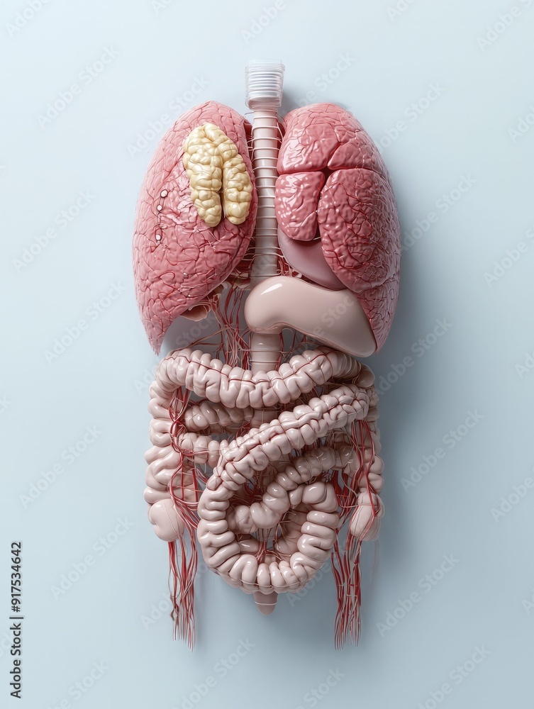 Infographic depicting the anatomy of the stomach with symptoms of ...