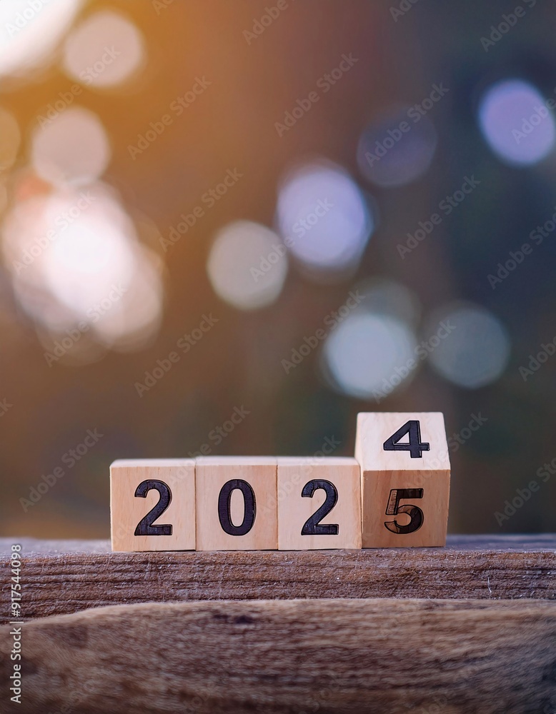 business growth in 2025 using wooden blocks. The wooden block shows the ...