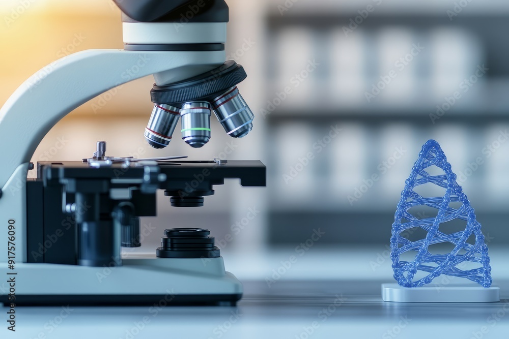 Detailed capture of a forensic workstation with a microscope focusing ...