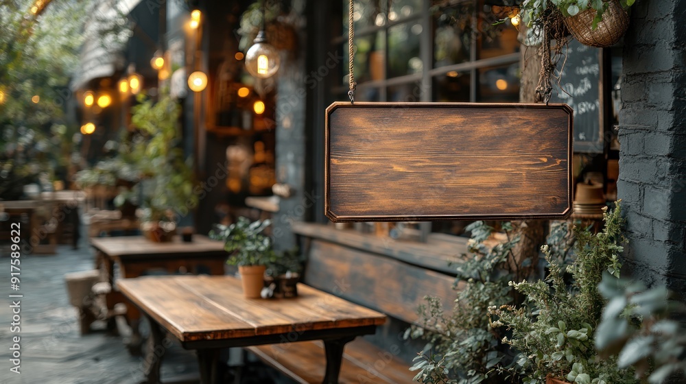 Blank rectangular store signage design mockup isolated, wooden badge ...