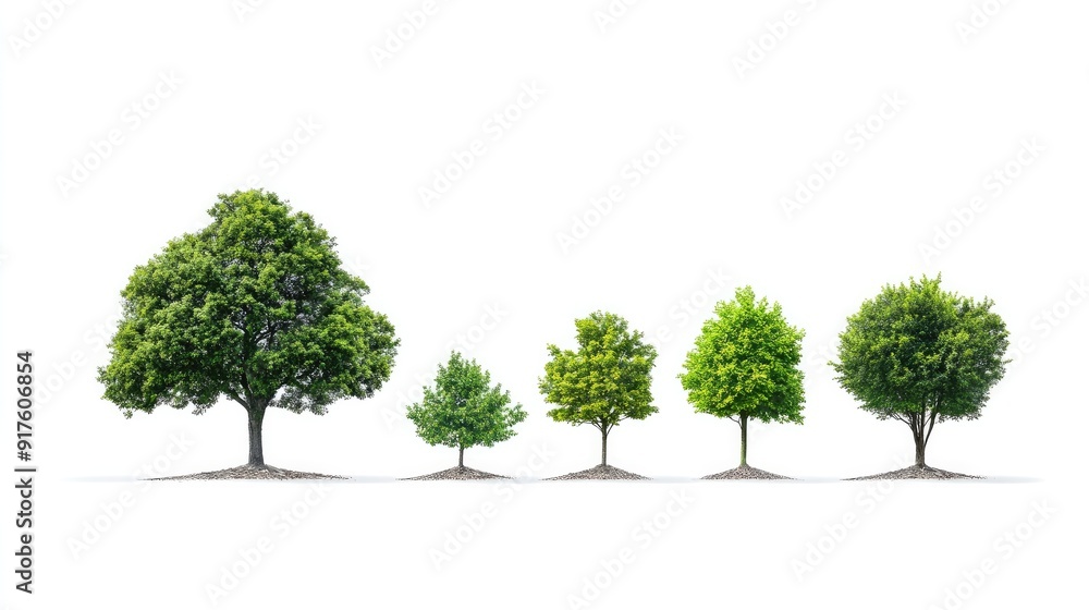 Stock-Illustration „Growth stages of a tree, illustrated from seedling ...