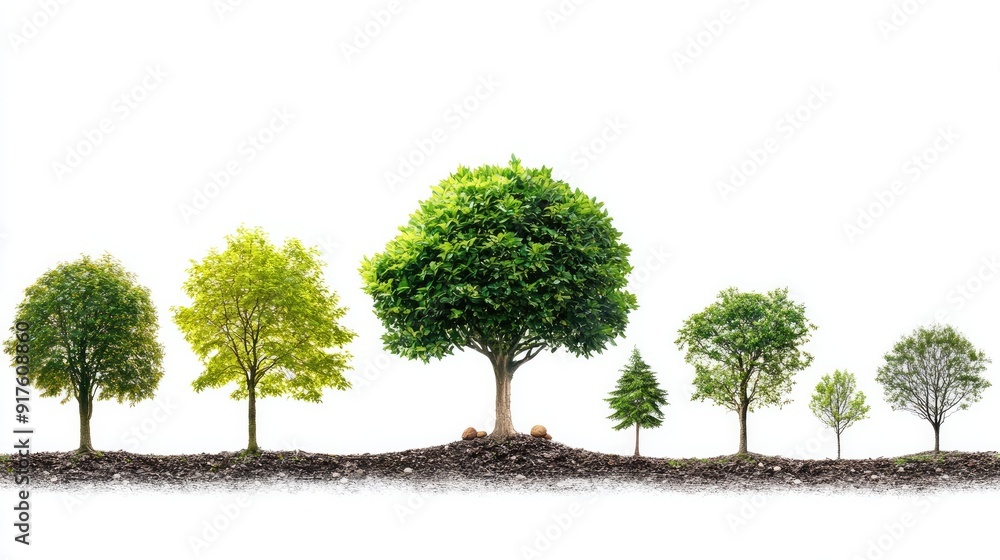 Life cycle of a tree, illustrated from seed to fully grown tree ...