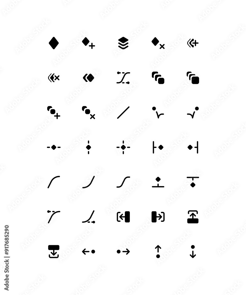 Animation icon set in line style vector. Bounce, transition, animate, keyframe, ease in ...