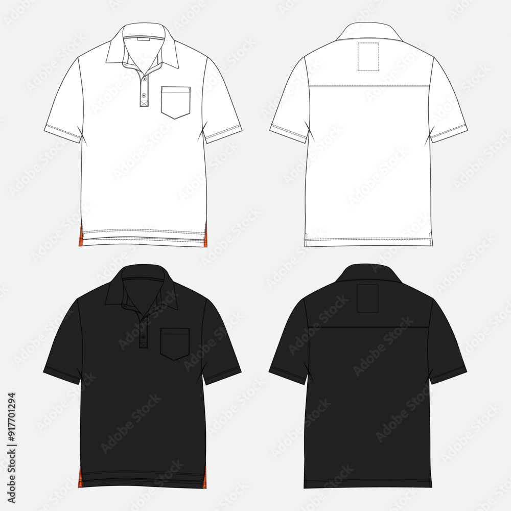 Short sleeve Polo shirt technical drawing fashion flat sketch vector ...