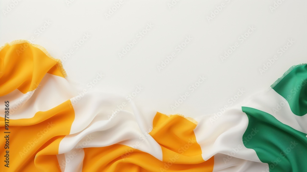 Indian Flag Border on White Background Minimalist Tricolour Fabric ...