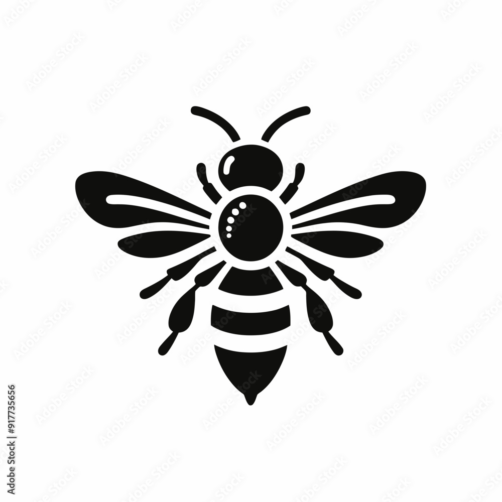 Cute bee icon, silhouette, very simple and single honey bee silhouette ...