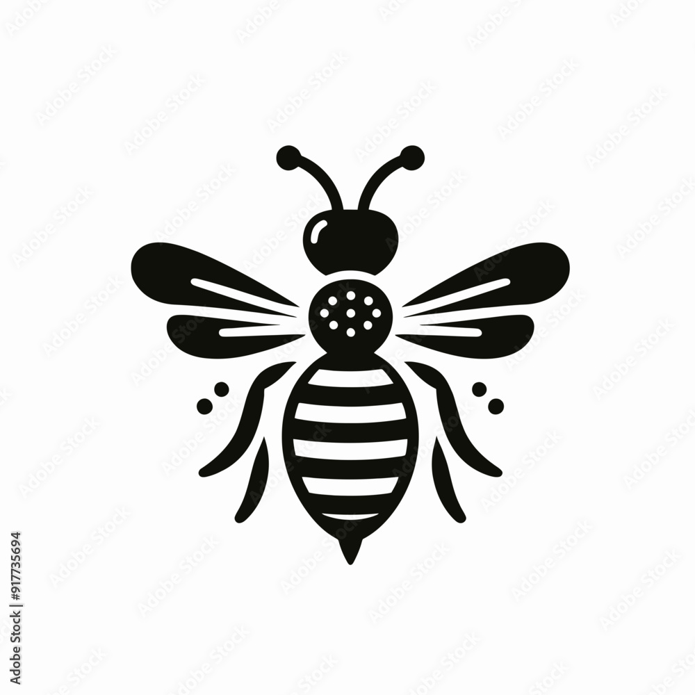 Cute bee icon, silhouette, very simple and single honey bee silhouette ...