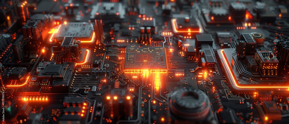 8K quality graphic of a cuttingedge chipset, cyberpunk design, detailed ...