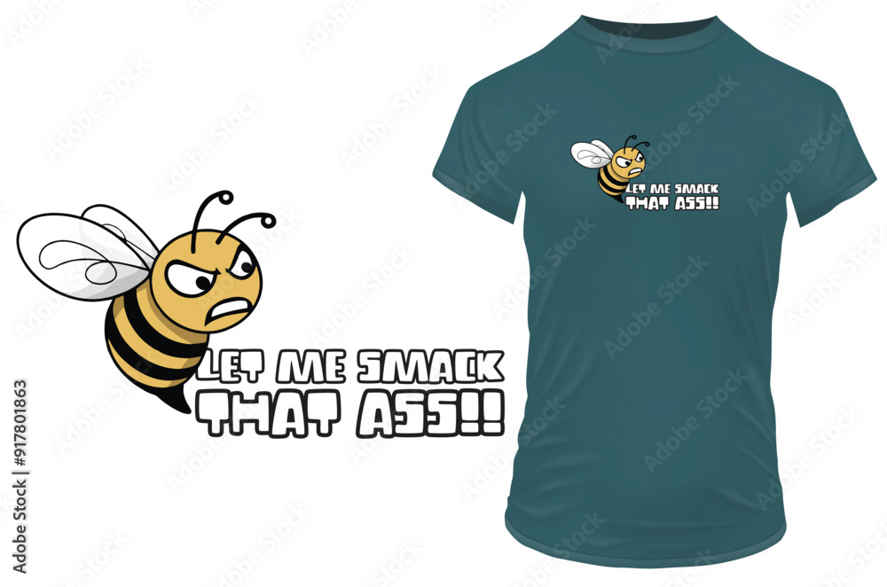 Funny angry honey bee logo, clipart or mascot with a funny quote let me ...