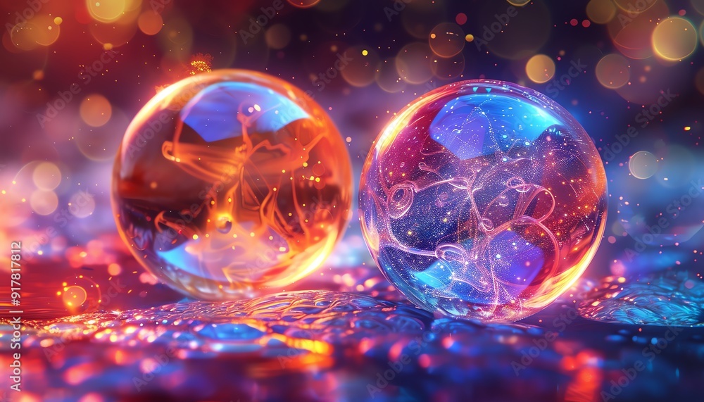 Generate a highresolution image of two interactive bubbles for a video ...