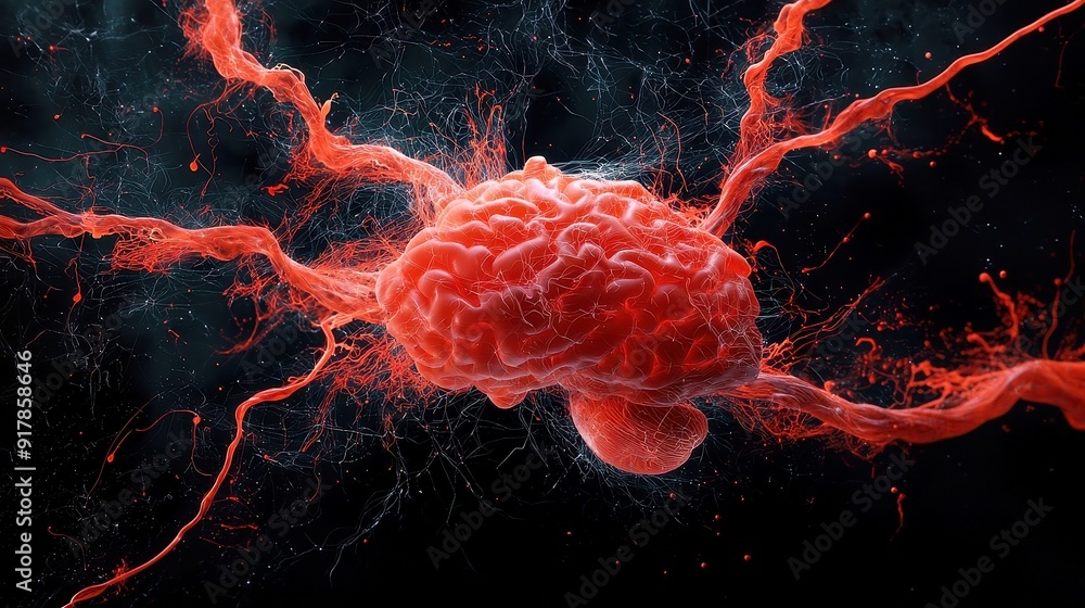 Digital brain map showcasing intricate pathways and data streams ...