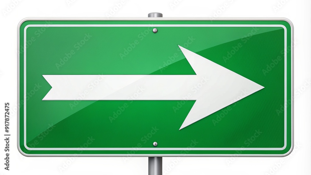 A green arrow turning right on a white background, representing ...