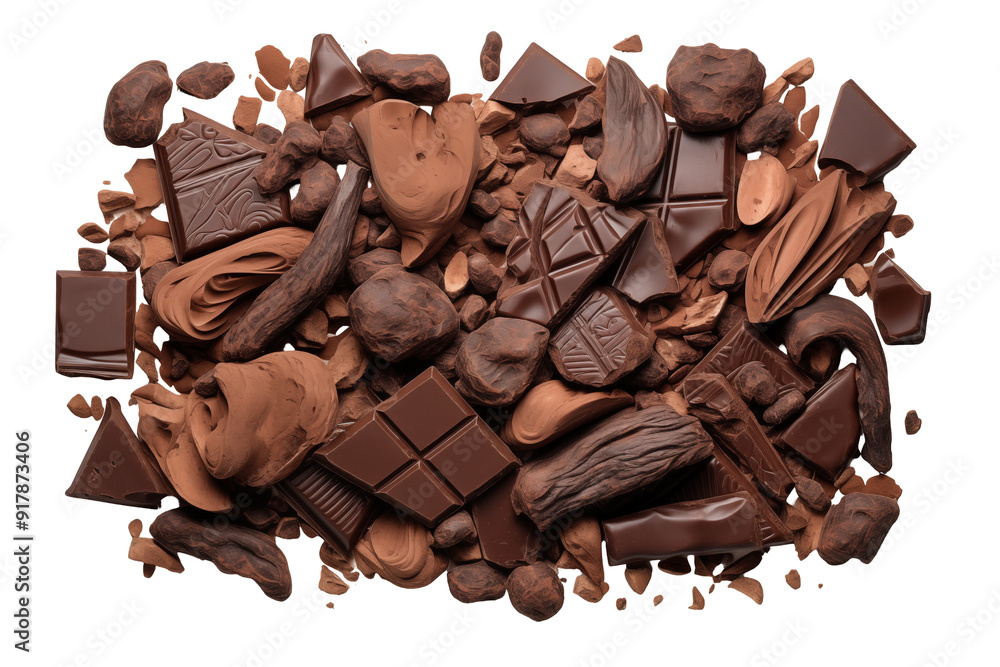 Top view chocolates on transparent background. Topics related to ...