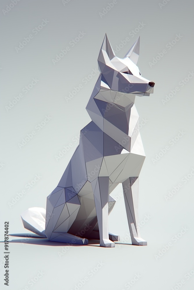 a 3d model of an color animal with very low matte polygon count ...