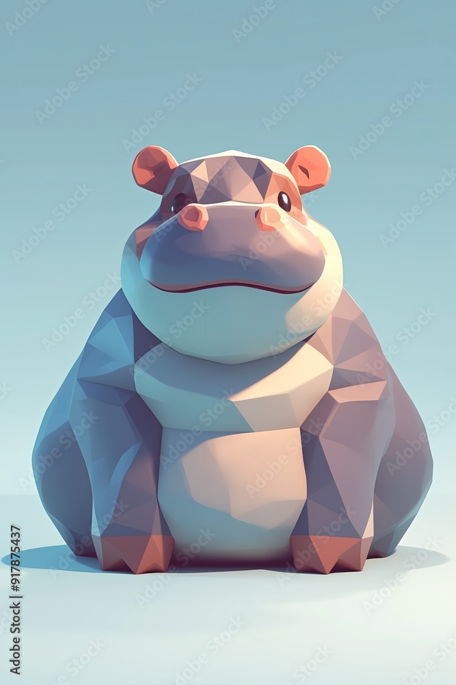 a 3d model of an color animal with very low matte polygon count ...