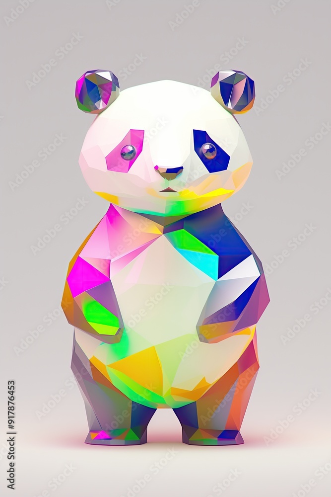 a 3d model of an color animal with very low matte polygon count ...