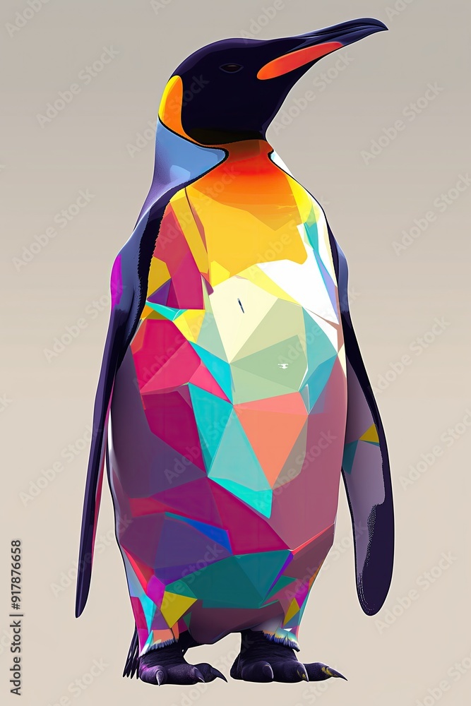 a 3d model of an color animal with very low matte polygon count ...