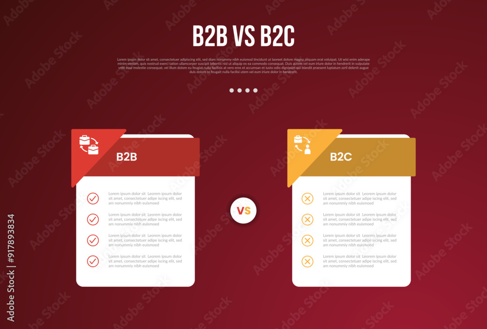 B2B vs B2C business infographic for comparison data or versus with ...