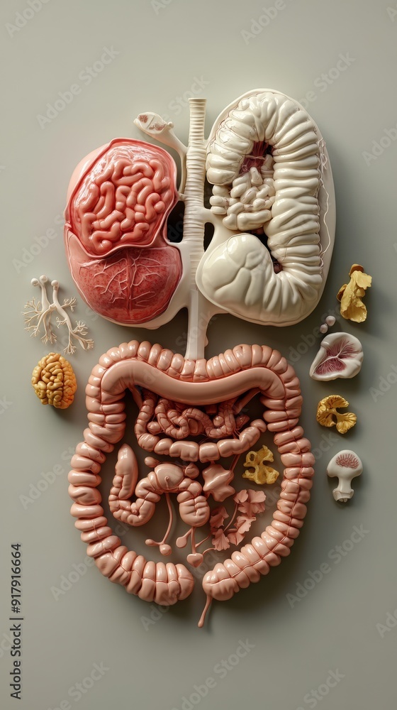 "A realistic and detailed image of the human digestive system ...