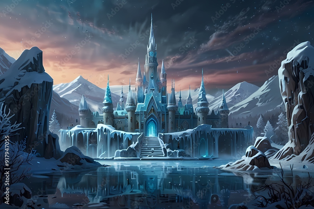 Mythical Ice Kingdom with Crystal Palaces and Frozen Landscapes – A ...