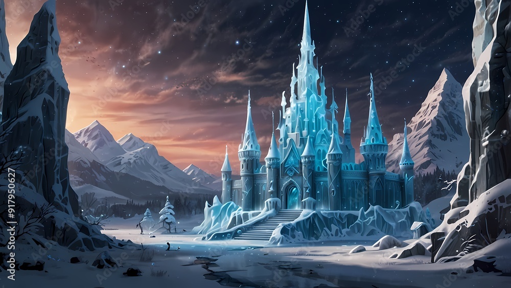 Mythical Ice Kingdom with Crystal Palaces and Frozen Landscapes – A ...