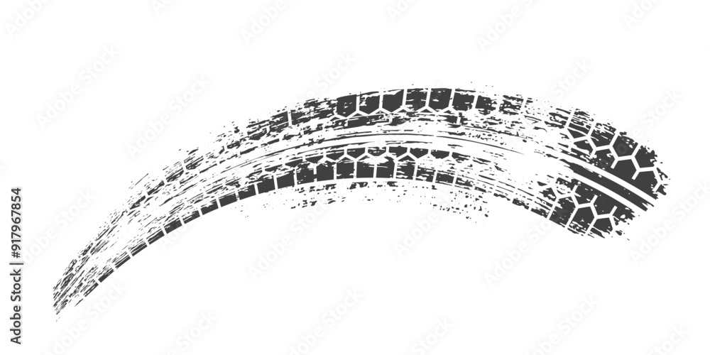 Tire track. Car, bike, motorcycle tyre mark with grunge effect isolated ...