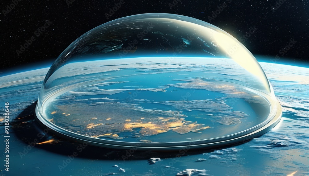 Conceptual Flat Earth Covered by a Dome: Space View of a Controversial ...