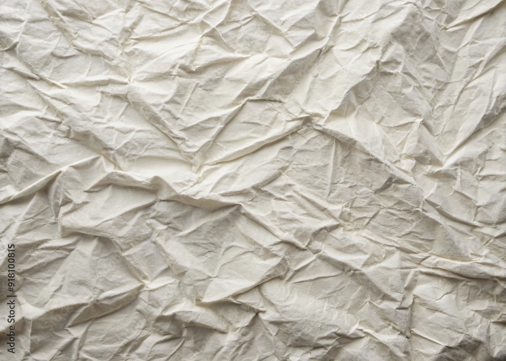Crisp white paper crumples and wrinkles, forming a unique organic ...