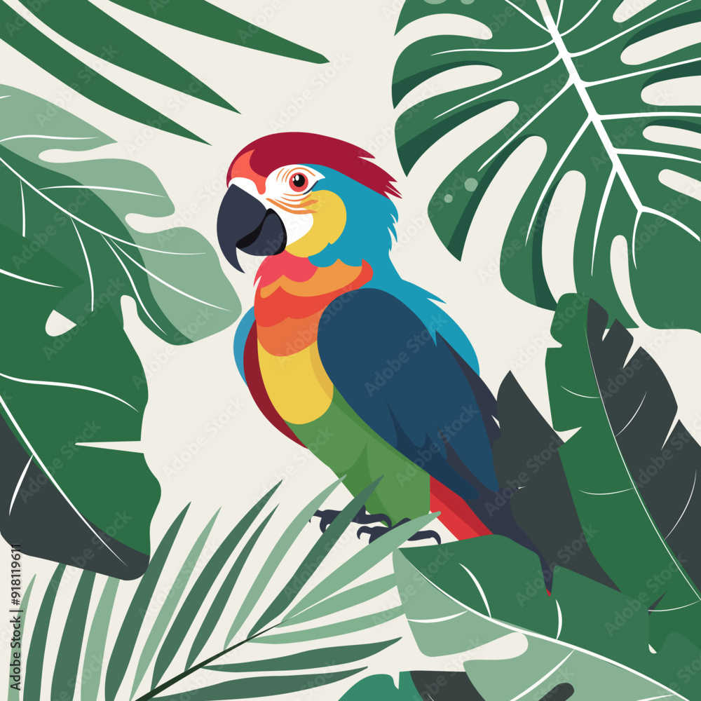 Ara parrot vector. Birds of Amazonian forests in flat design ...