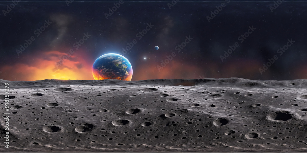 HDRI Lifeless Alien Moon Equirectangular Panorama 5 Stock Illustration ...