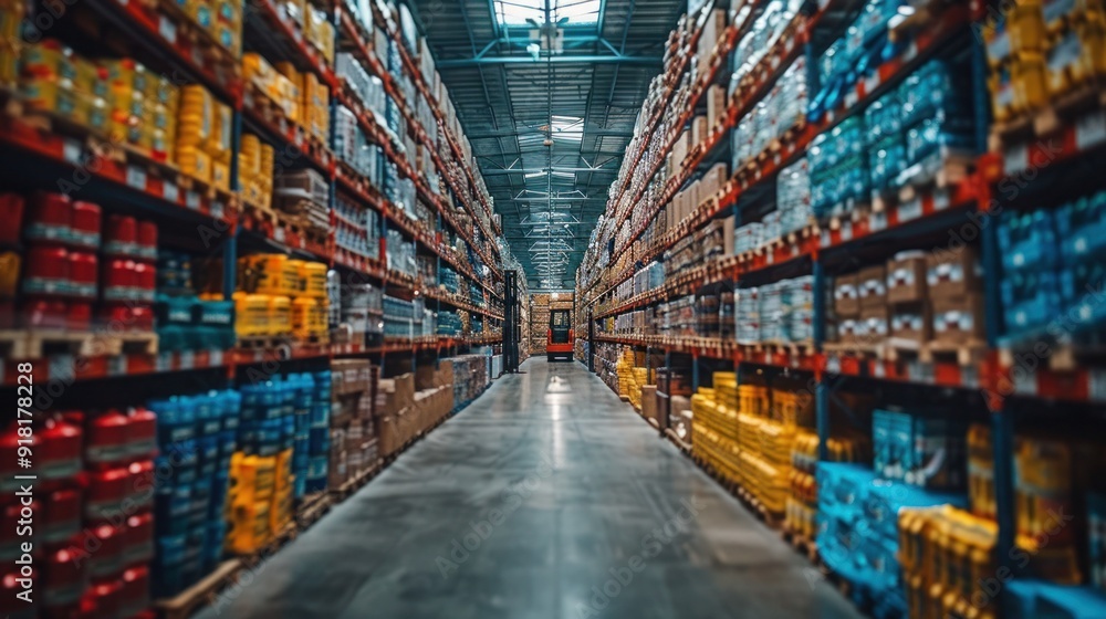 Busy Retail Warehouse with Pallets, Forklifts & Shelves - Logistics ...