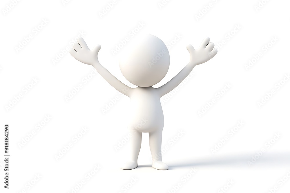 3d illustration of successful man jumping in joy. 3d human person ...