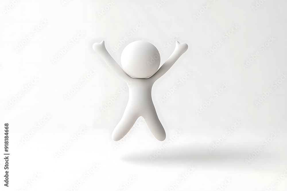 3d illustration of successful man jumping in joy. 3d human person ...