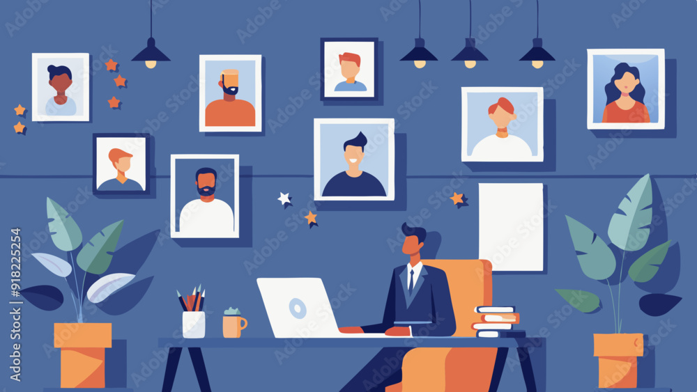 Employee Recognition Wall: A wall in the office decorated with photos ...
