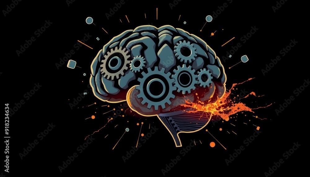 striking illustration of a brain with cogs and gears inside some ...