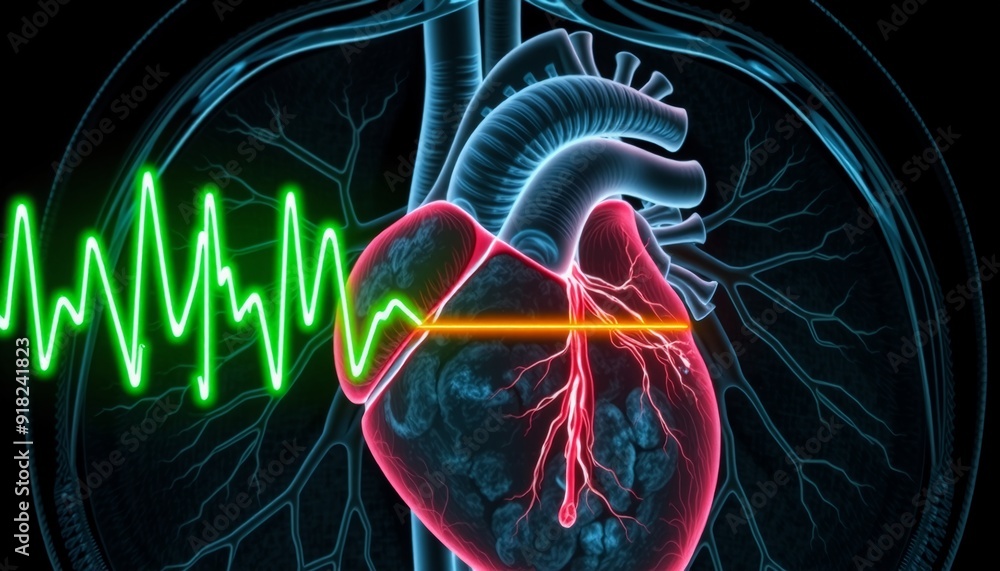 heart CT scan hyper-realistic detailed veins and arteries positioned ...
