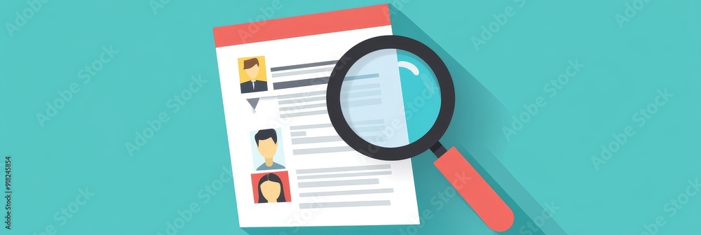 Magnifying Glass Examining Resumes for Job Search and Recruitment - A ...