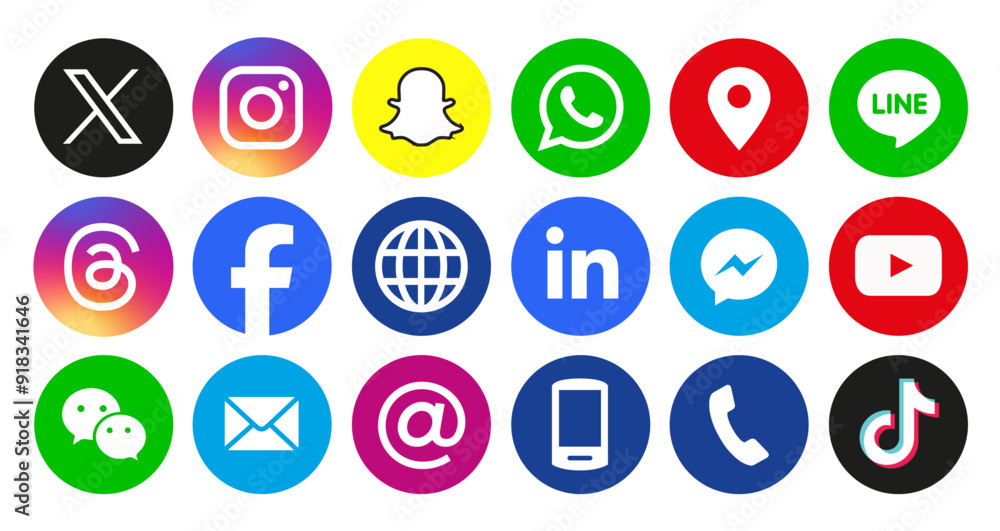 Collection of round popular social media logos Stock Vector | Adobe Stock