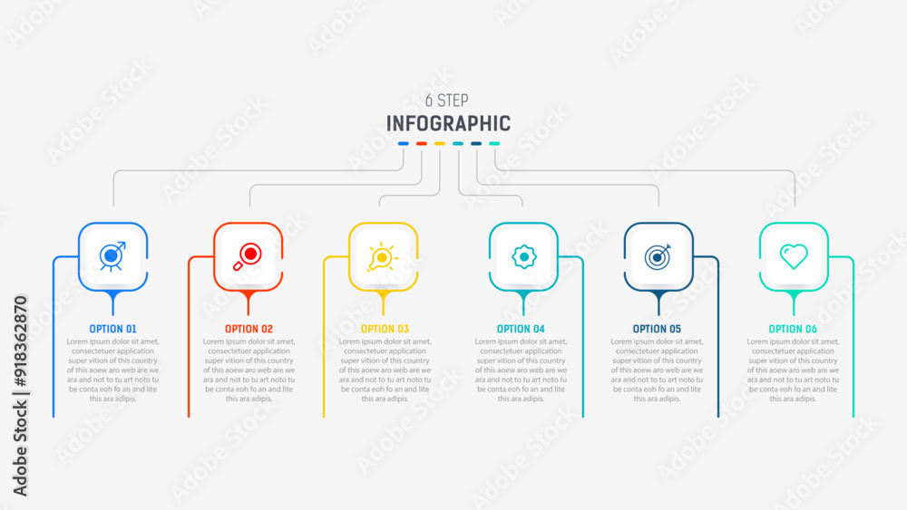 Business infographics design for Six Step, option, parts or process ...