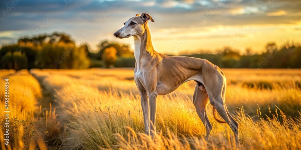 Majestic Spanish Greyhound dog stands poised in a sun-kissed Argentine ...