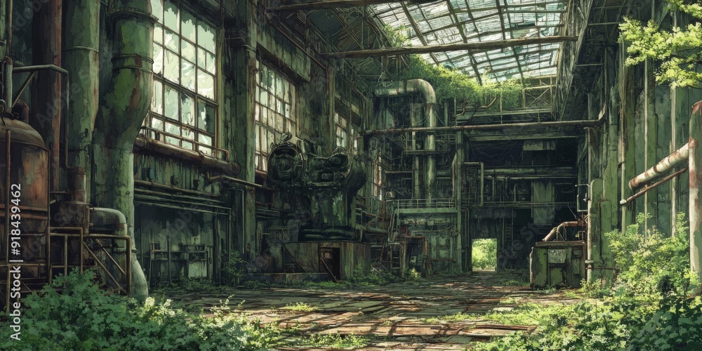 Desolate Beauty: Abandoned Factory Art with Rusting Machinery and ...