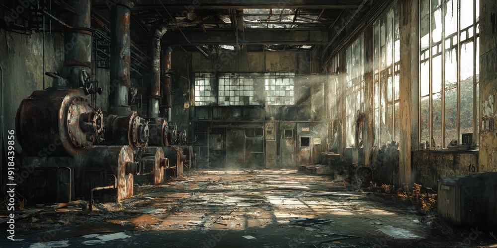 Desolate Beauty: Abandoned Factory Art with Rusting Machinery and ...