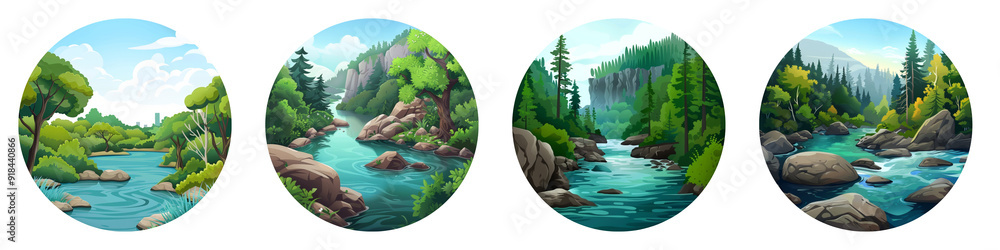 Riverside clipart collection, symbol, logos, icons isolated on ...