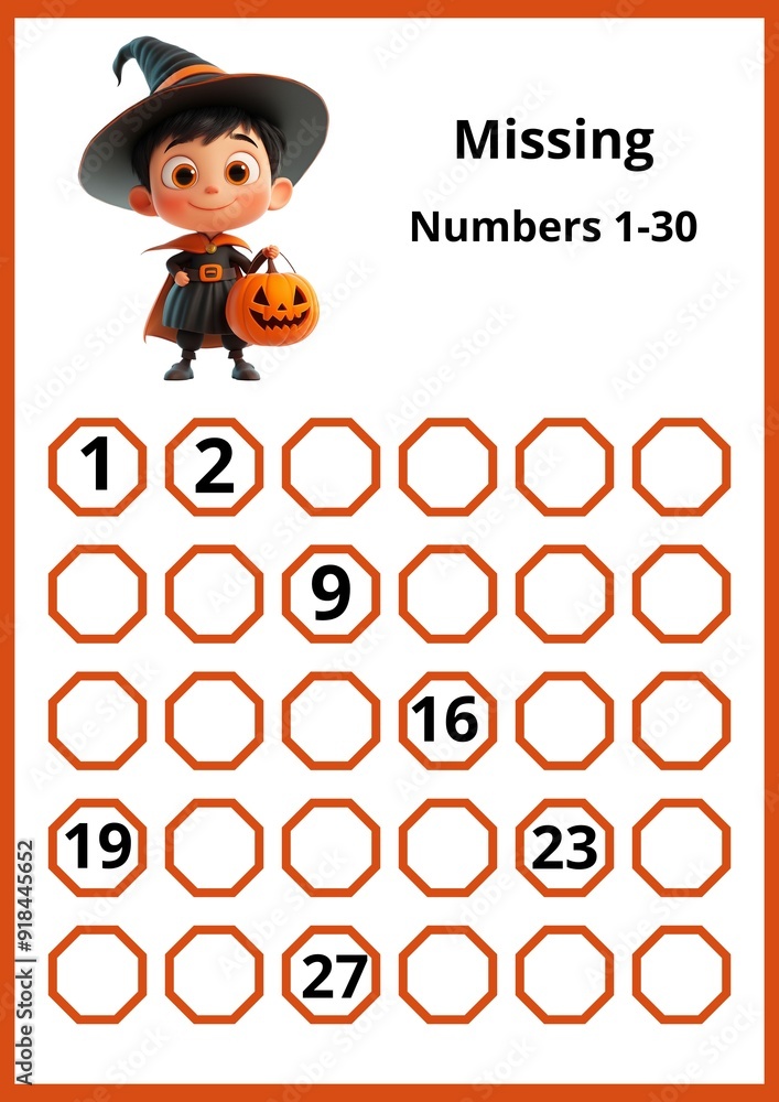 A printed math workbook sheet with numbers. Missing . Write the numbers ...